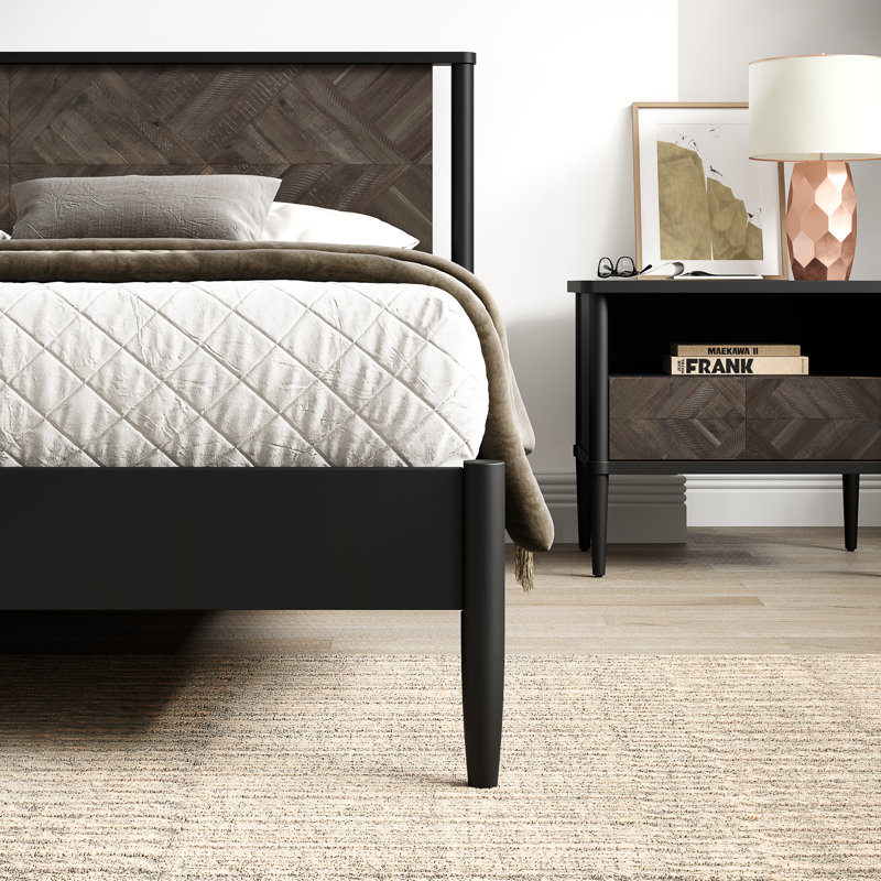 Black wood platform bed store